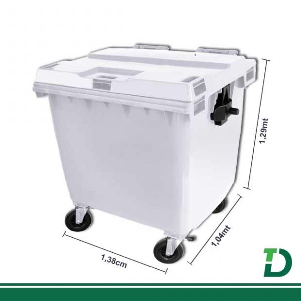 Contêiner Plástico 1000 Litros Branco s/ Pedal JSN Ref: C1000 – TD Produtos de limpeza e ...